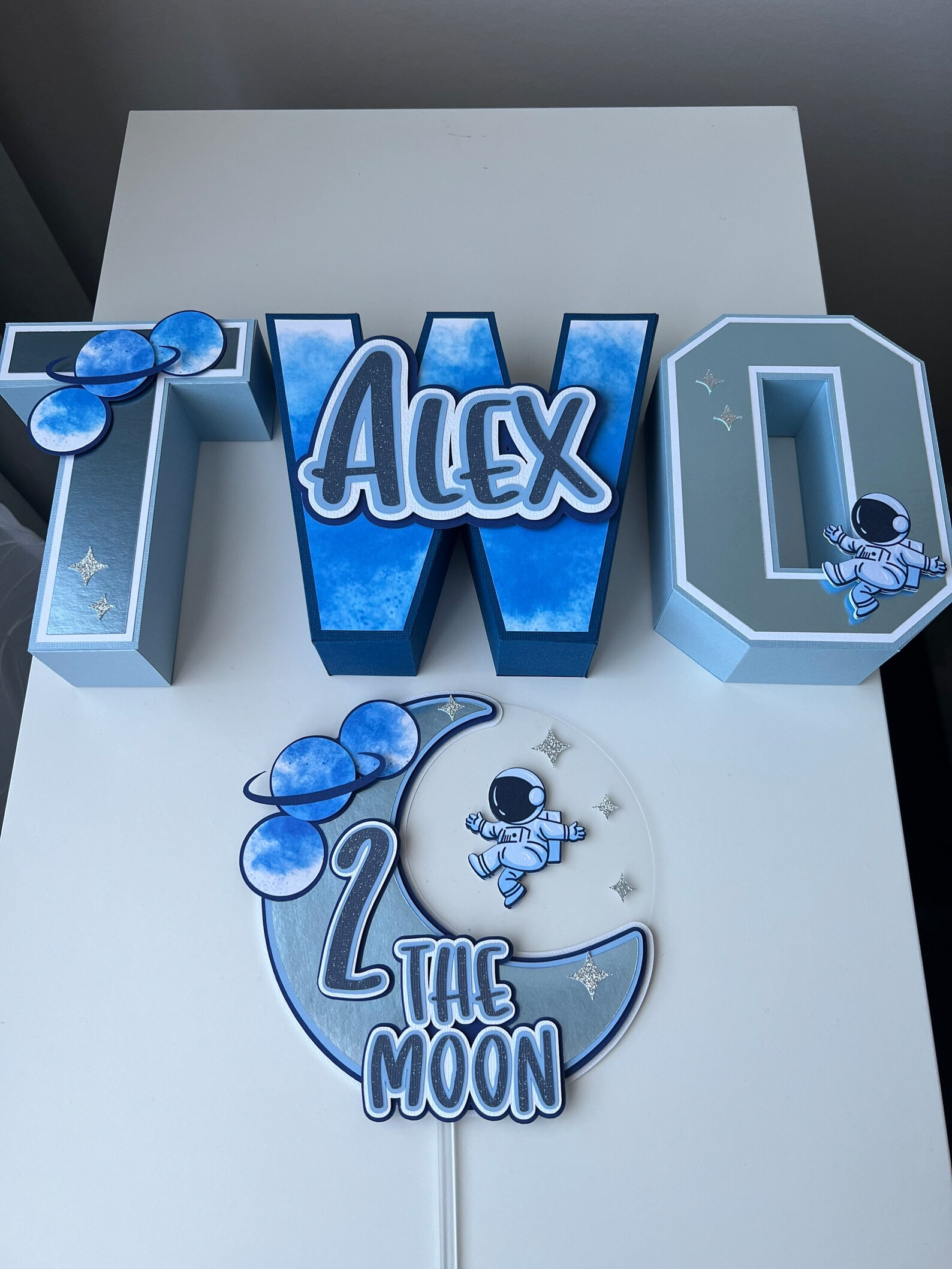 Two the Moon 3D Letter - Girl Astronaut Theme 3D Letters - Outer Space ...