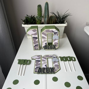 Army Birthday Cake Topper, Military Party Cake Topper, Camouflage Camo ...