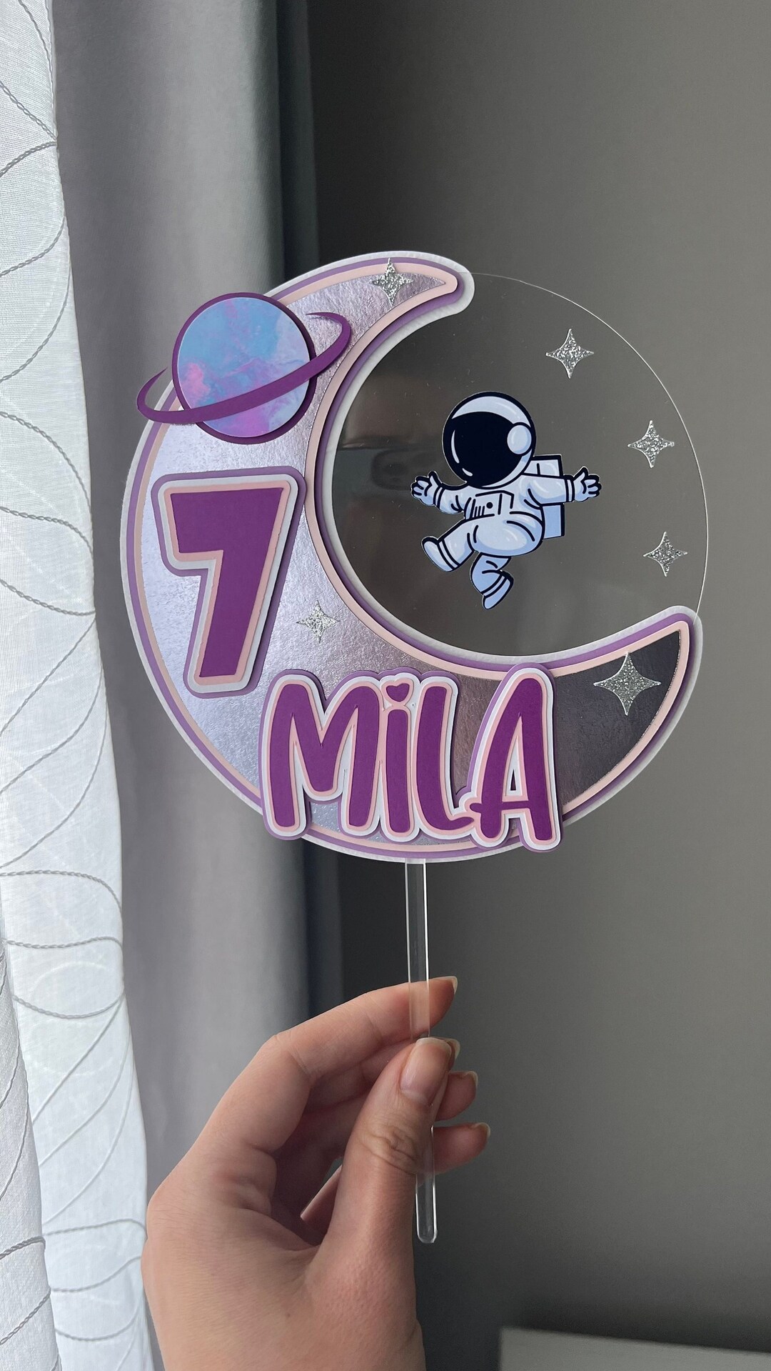 Girl Space Cake Topper Two the Moon Cake Topper Astronaut Cake Topper ...