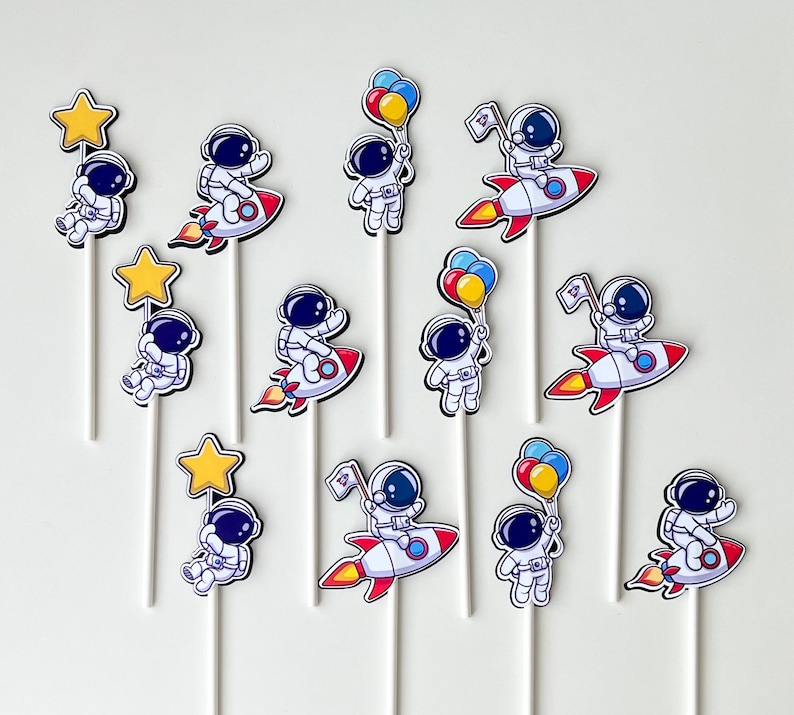 Astronaut Theme Cupcake Toppers, Outer Space Cupcake Toppers, Two the ...
