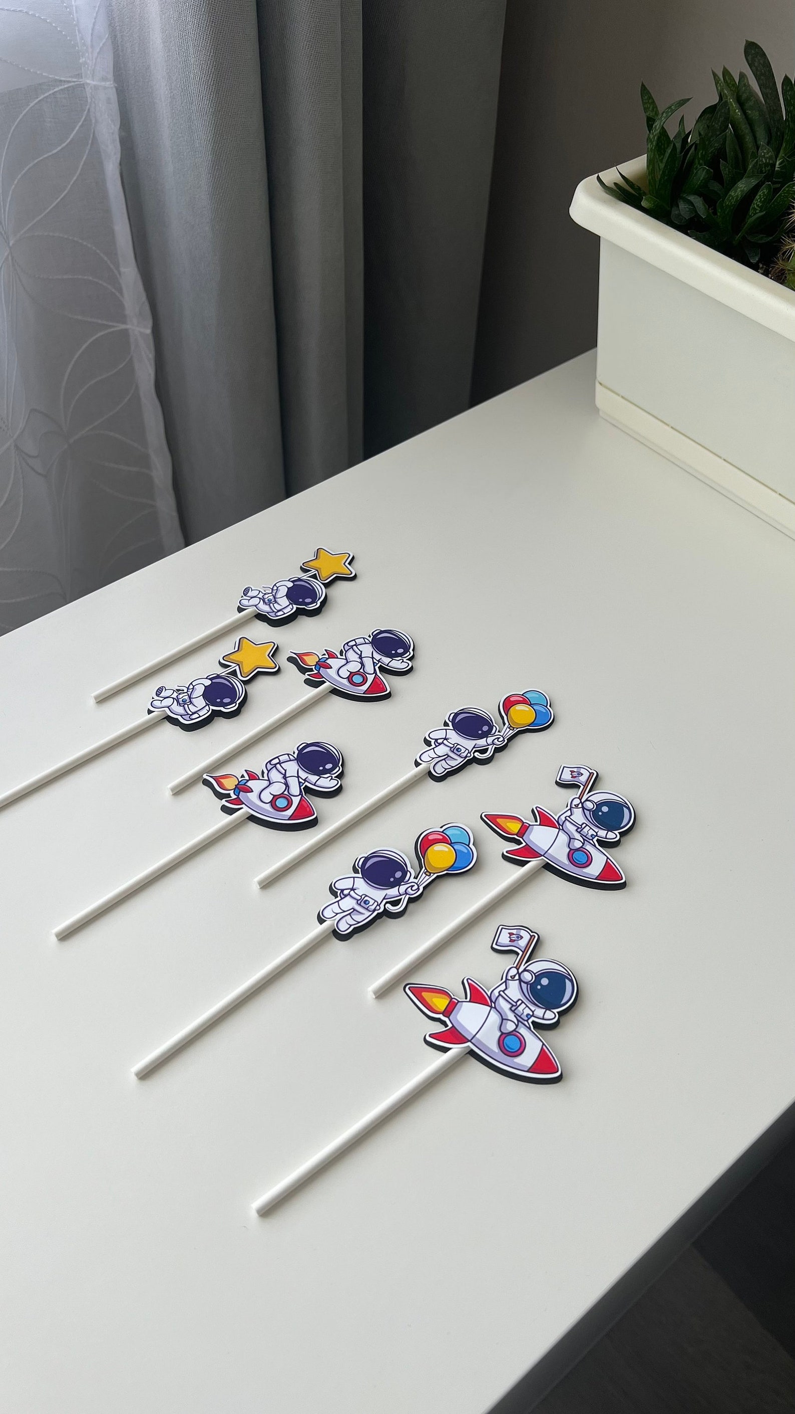 Astronaut Theme Cupcake Toppers Outer Space Cupcake Toppers - Etsy