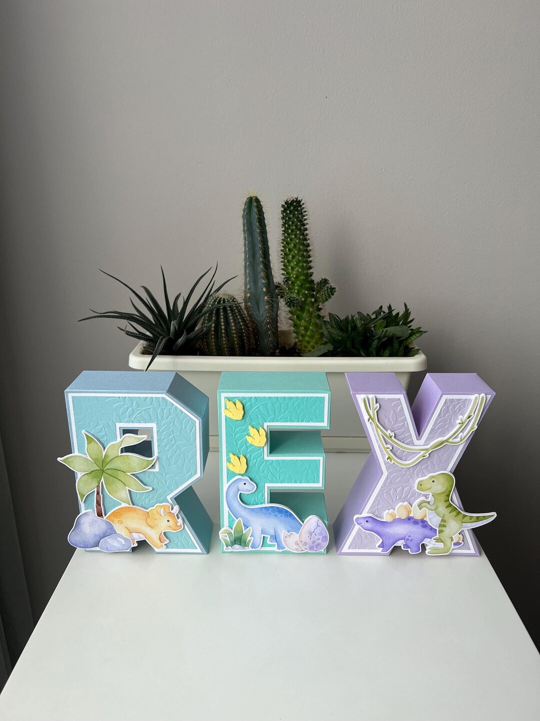 Three Rex Themed 3D Letters, Dino Party Decor, Dinosaur Birthday ...