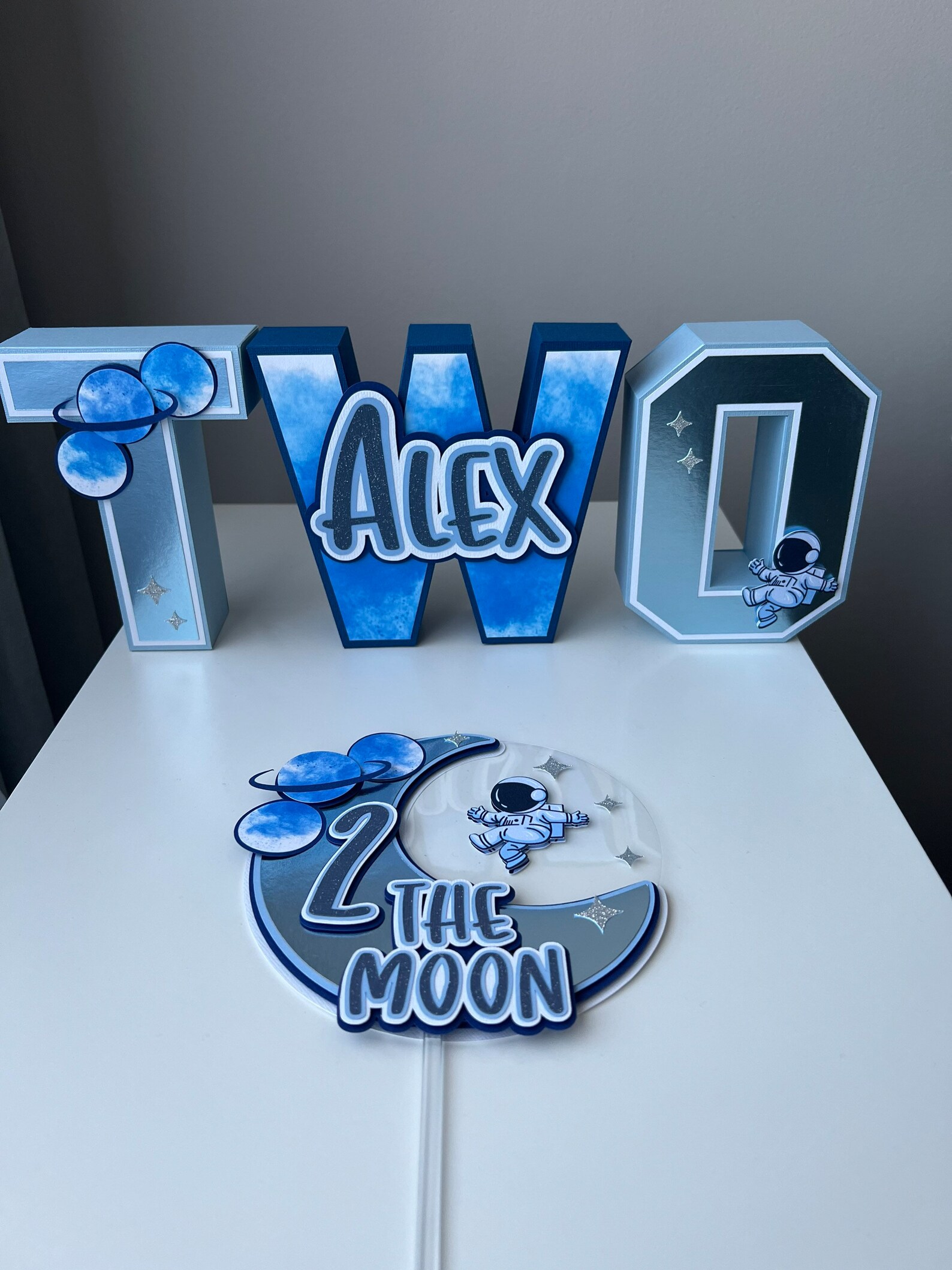 Two the Moon 3D Letter - Girl Astronaut Theme 3D Letters - Outer Space ...