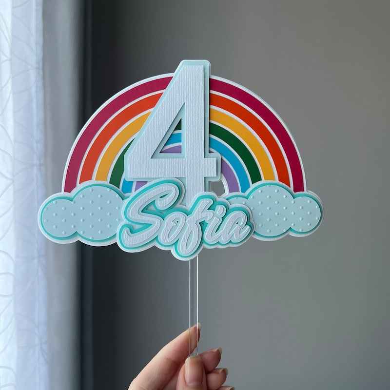 Rainbow Cake Topper - Etsy