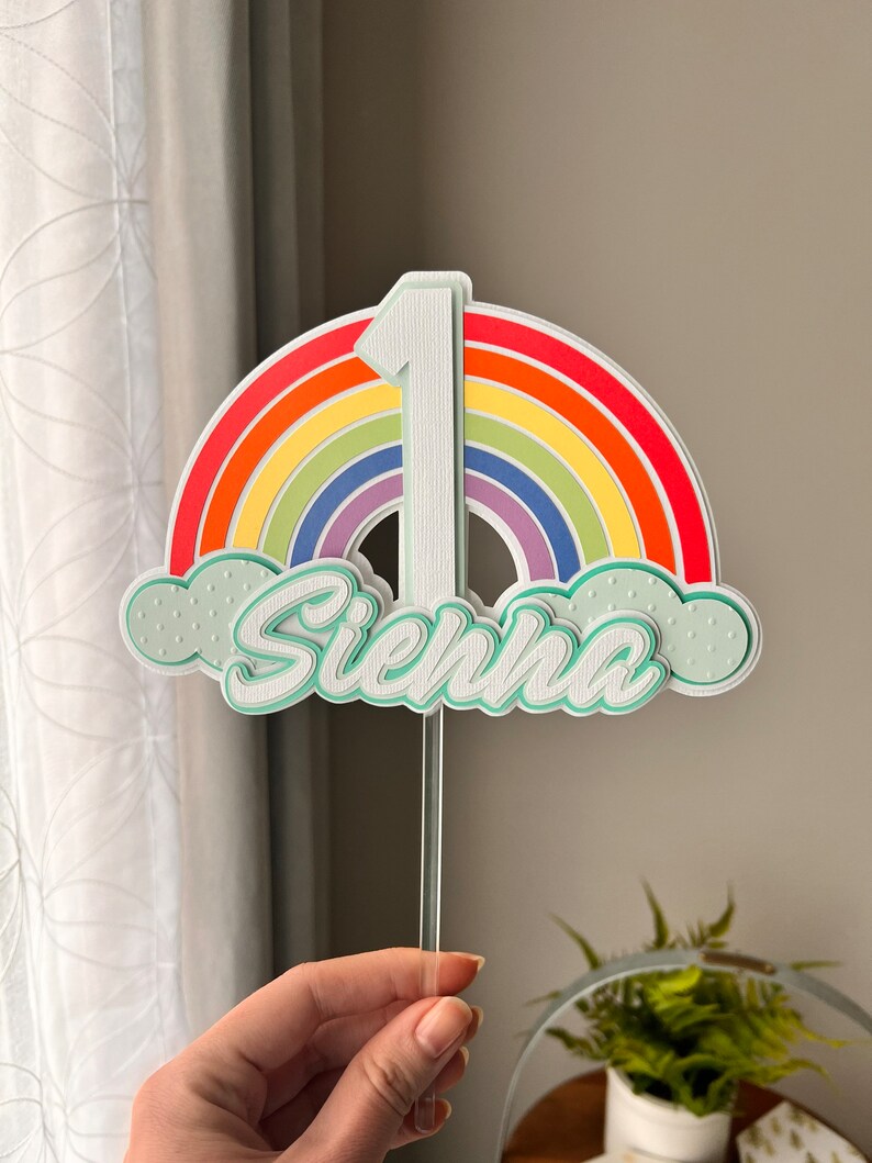 Rainbow Cake Topper Rainbow Birthday Cake Topper Custom - Etsy