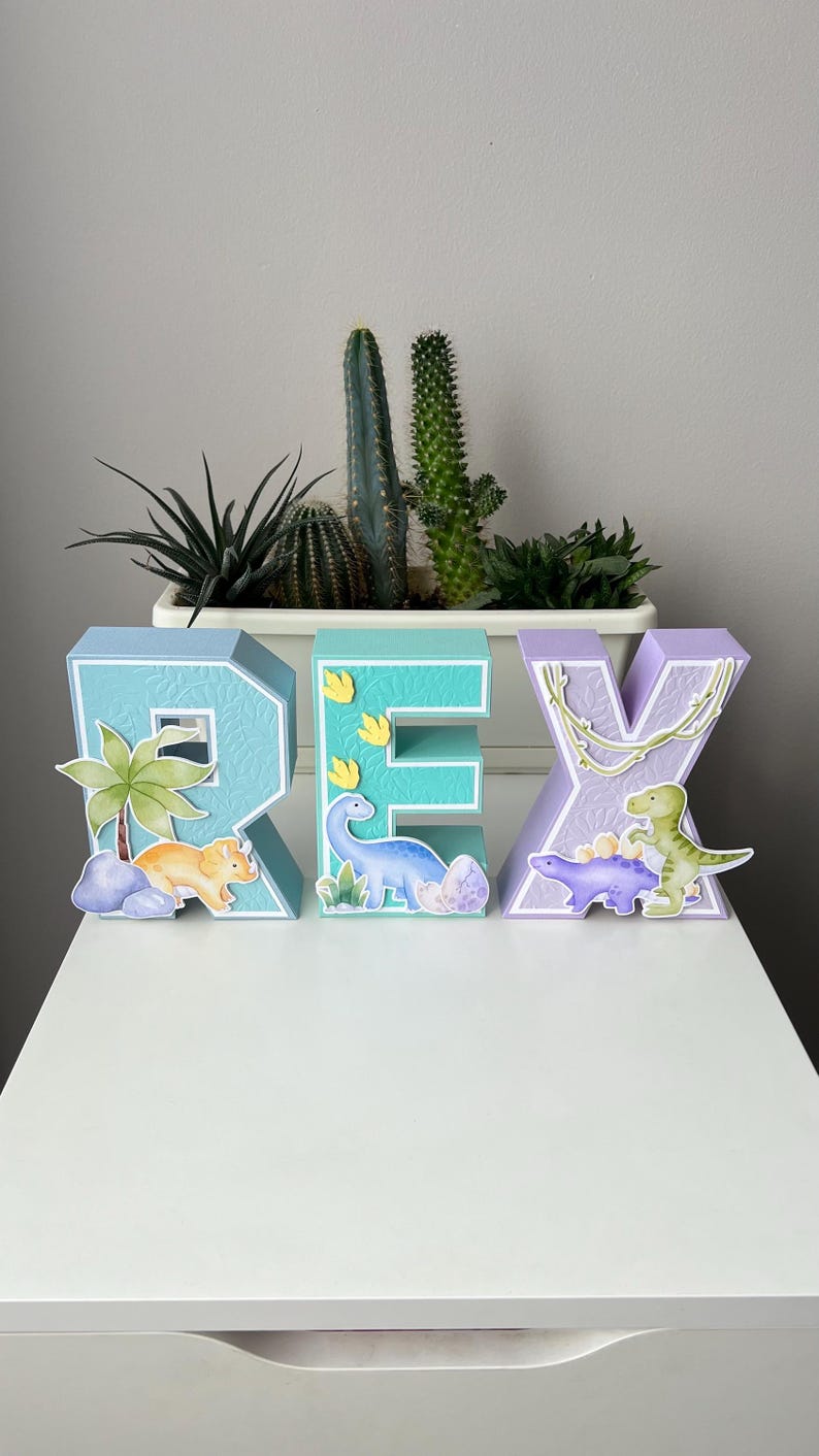 Three Rex Themed 3D Letters, Dino Party Decor, Dinosaur Birthday ...