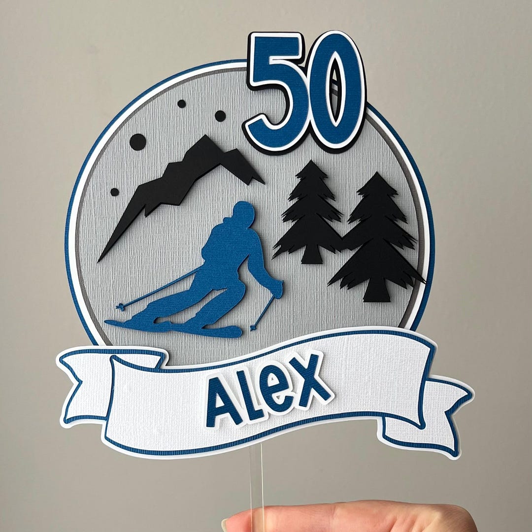 Ski Cake Topper, Skier Birthday Cake Topper, Ski Theme, Sport Cake ...