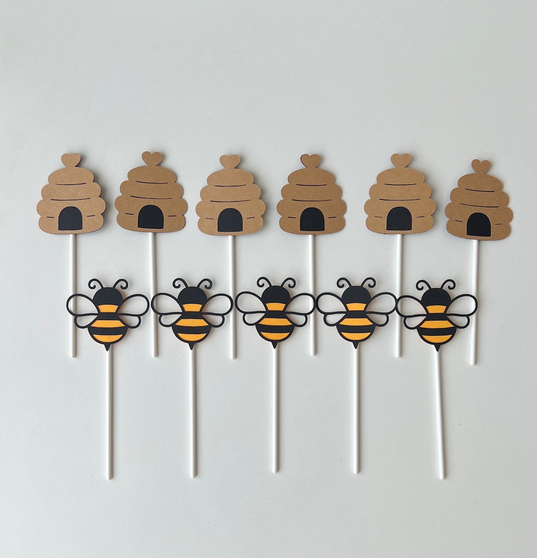 Bee Cupcake Toppers, Bee Hive Cupcake Toppers, Bumble Bee Cupcake ...
