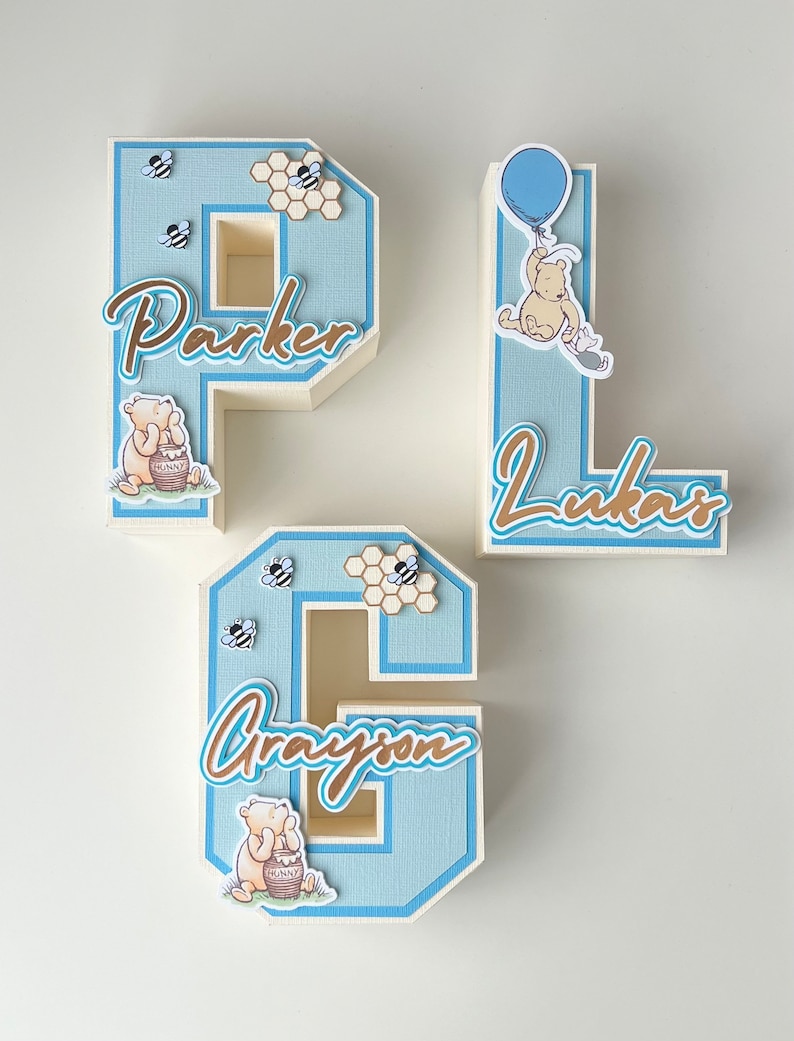 Classic Winnie the Pooh 3D Letters, Winnie Theme Letters, Boy Baby ...