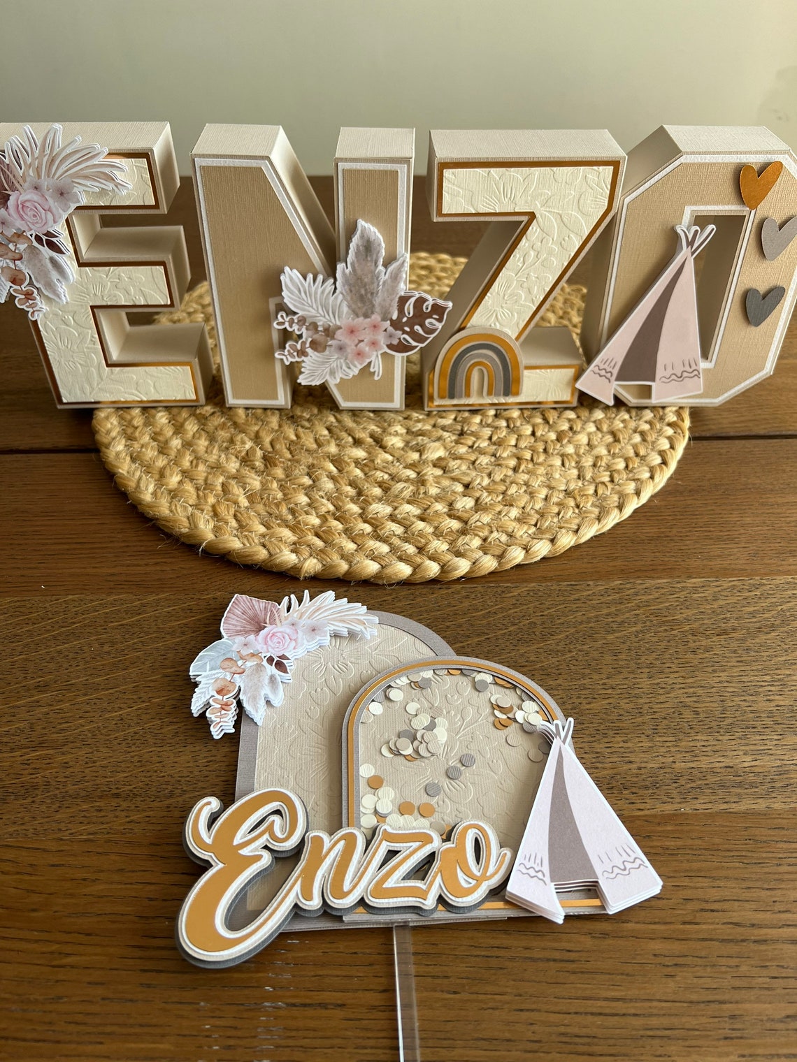 Boho Cake Topper, Boho Arch Cake Topper, Boho Shaker Birthday Cake ...