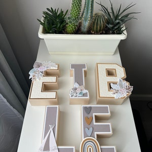Boho 3D Letter, Boho Birthday Theme Decor, Boho Nursery 3D Letters ...