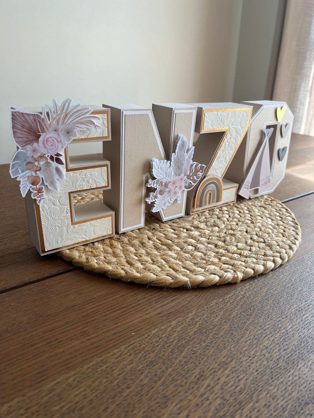 Boho 3D Letter Boho Birthday Theme Decor Boho Nursery 3D Letters Boho ...