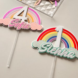 Rainbow Cake Topper, Rainbow Birthday Cake Topper, Custom Rainbow Cake ...