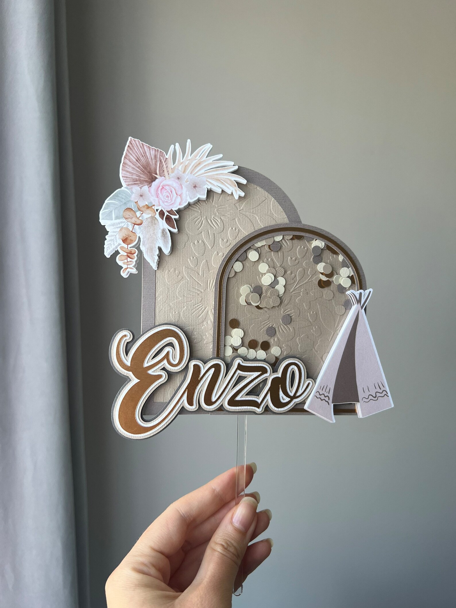 Boho Cake Topper, Boho Arch Cake Topper, Boho Shaker Birthday Cake ...