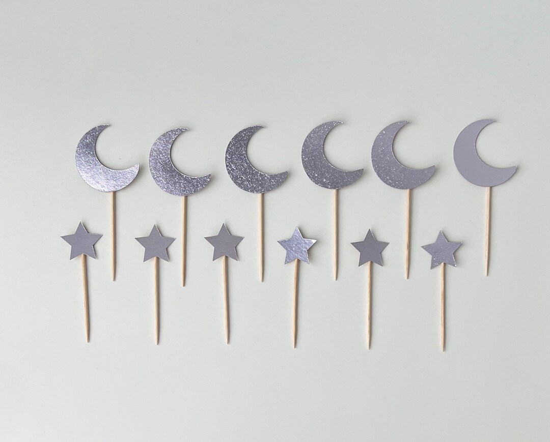 Moon and Star Cupcake Toppers, Outer Space Cupcake Toppers, Two the ...