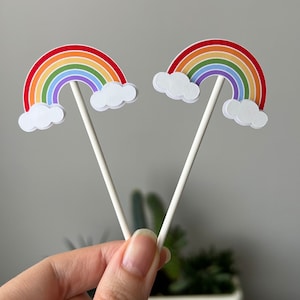 Rainbow Cupcake Toppers, Birthday Party, Baby Shower, Party Supplies ...