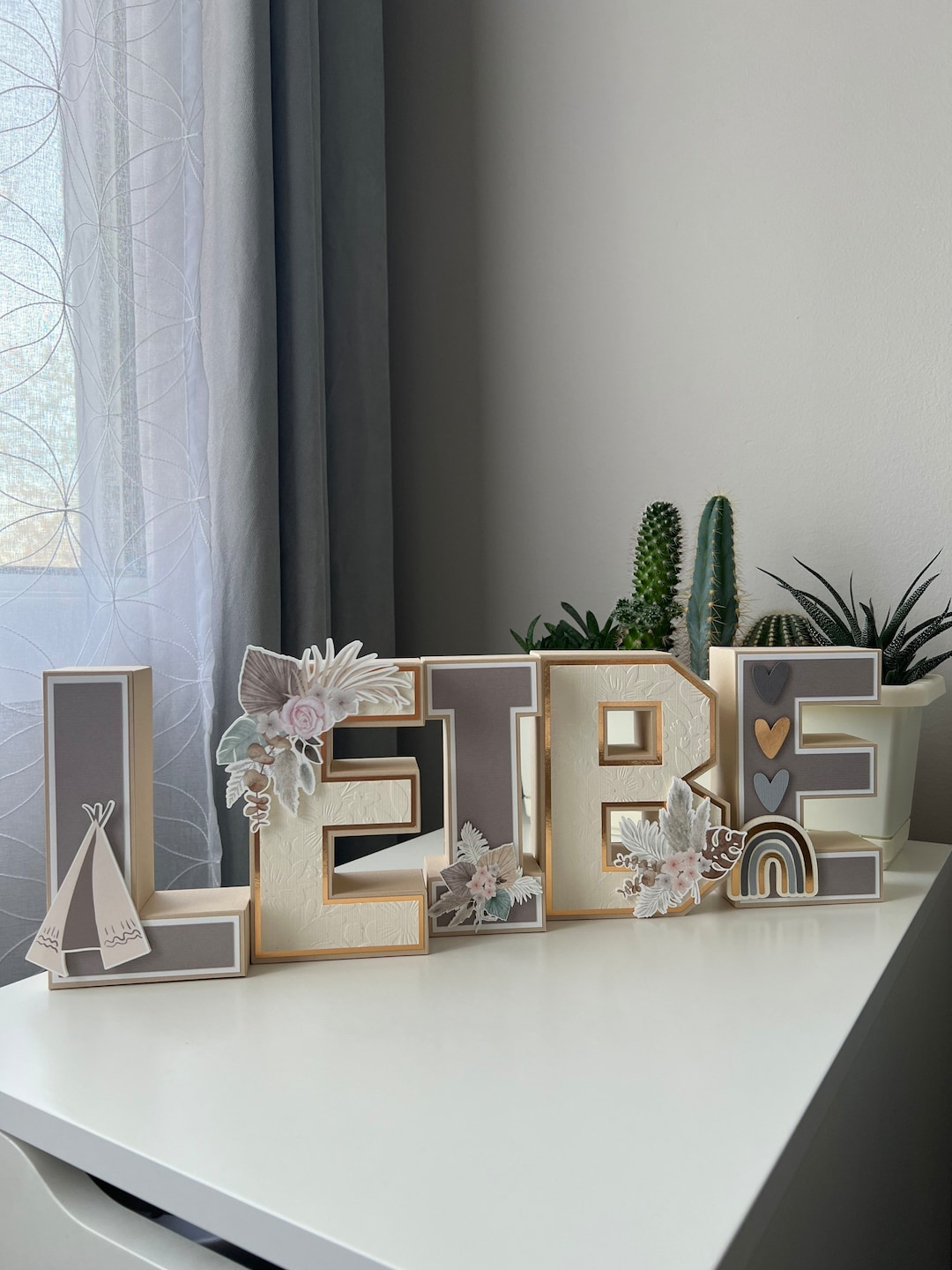 Boho 3D Letter, Boho Birthday Theme Decor, Boho Nursery 3D Letters ...