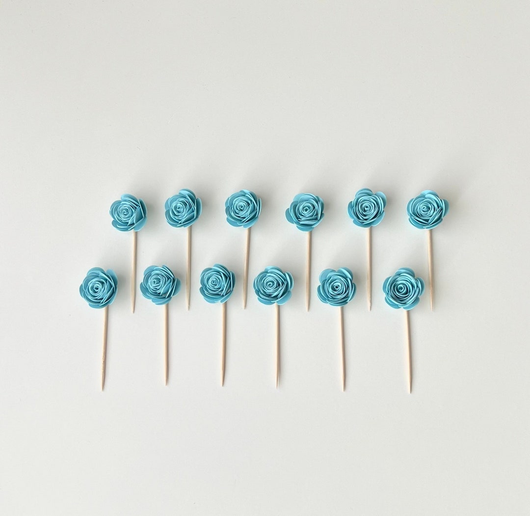 Rose Cupcake Toppers, White Mini Roses Cupcake Toppers, Flower Toppers ...