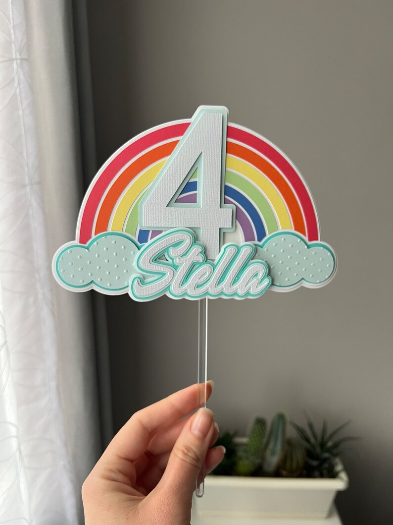 Rainbow Cake Topper Rainbow Birthday Cake Topper Custom - Etsy