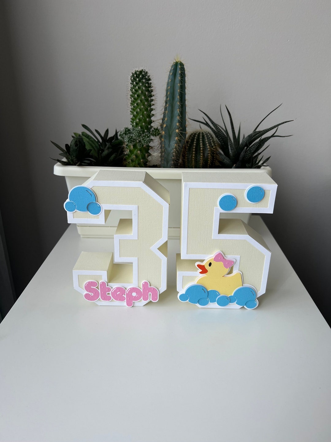 Girl Rubber Duck 3D Number, Splish Splash Party Decor, Rubber Duck ...