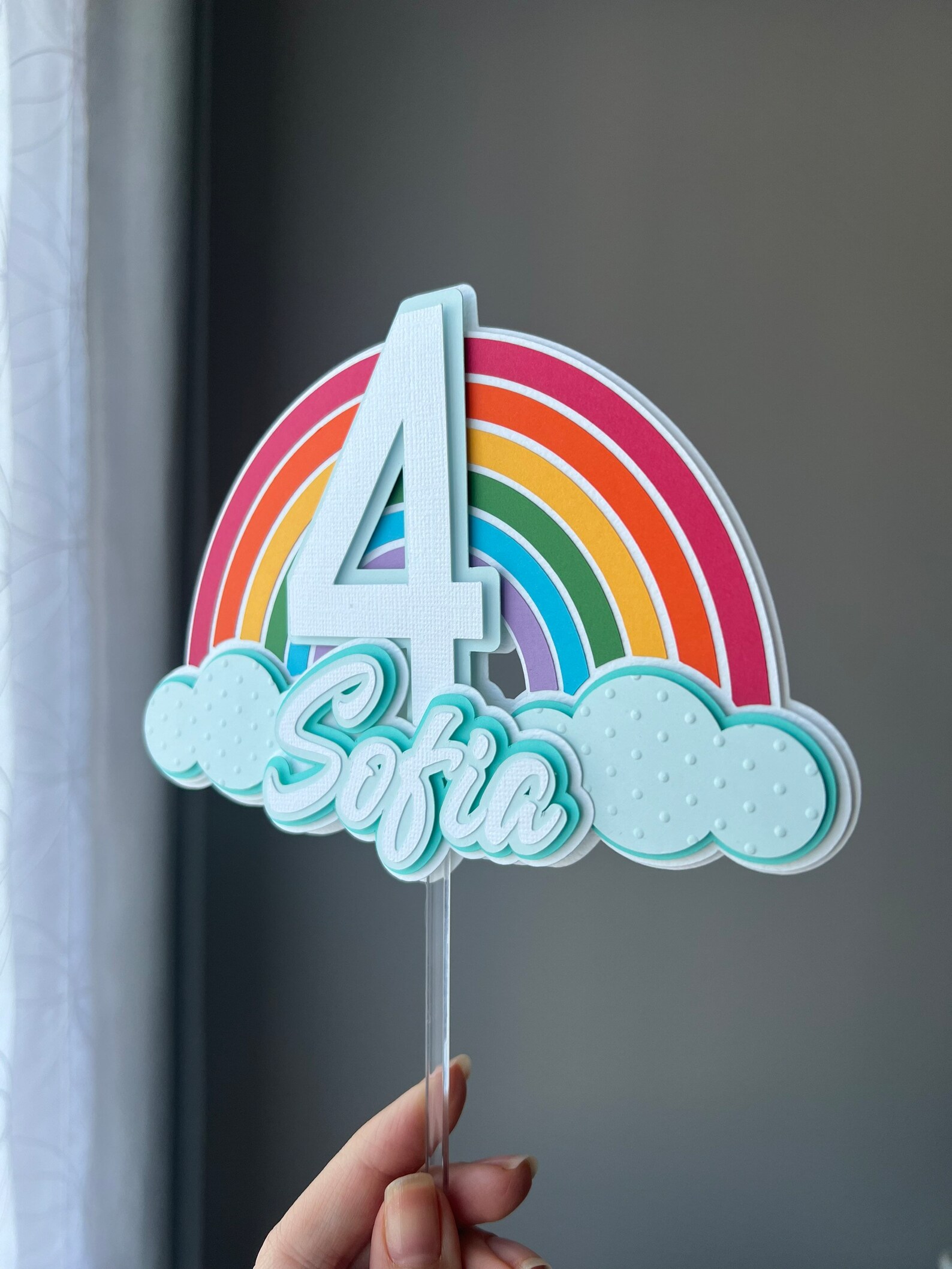 Rainbow Cake Topper Rainbow Birthday Cake Topper Custom - Etsy