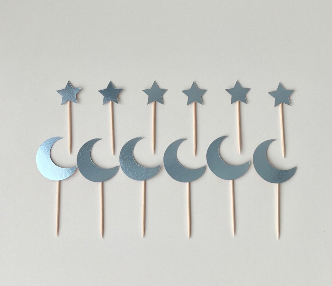 Moon and Star Cupcake Toppers, Outer Space Cupcake Toppers, Two the ...