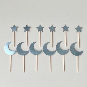 Moon and Star Cupcake Toppers, Outer Space Cupcake Toppers, Two the ...