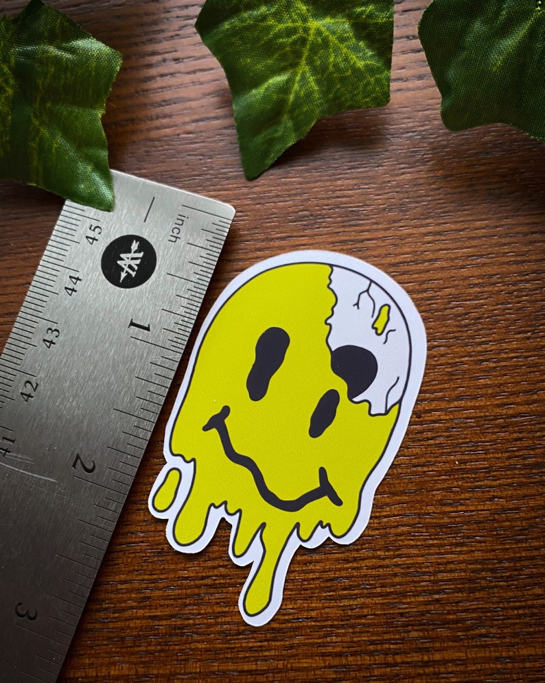 Melting Smiley Face Skull Sticker - Etsy