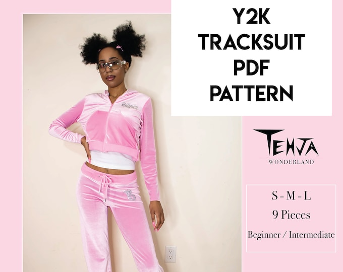 Y2K Tracksuit PDF Digital Sewing Pattern - Hoodie Sewing Pattern ...