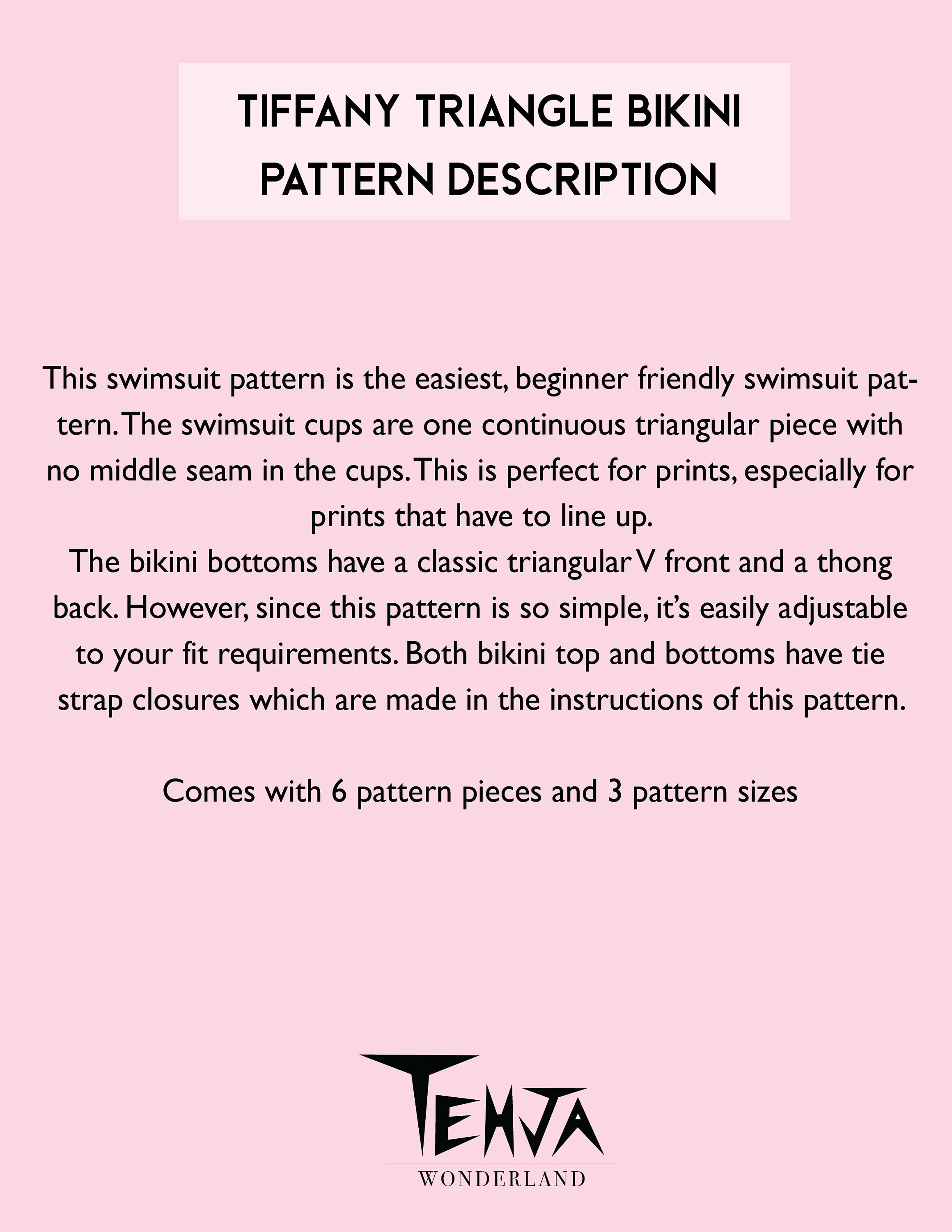 Tiffany Triangle Bikini PDF Digital Sewing Pattern - Sizes Small ...