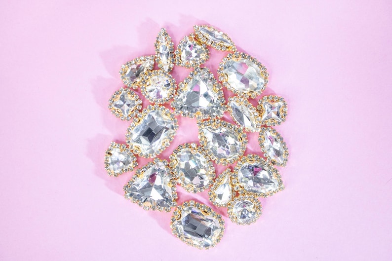 Mixed Shapes Rhinestone Gold Claw Setting Bank Vault Gems - Multi-size ...