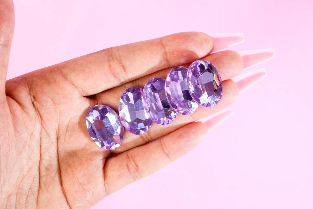 Pop Star 18x25mm Oval Crown Jewels - 5 Count - Light Purple Pointed ...
