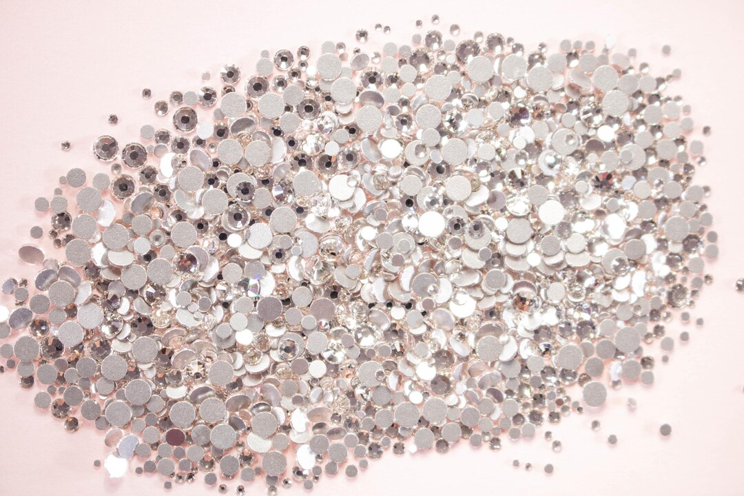 Icy Mixed Sizes Ss6 - Ss20 Flatback Glass Rhinestones - Clear Glass ...
