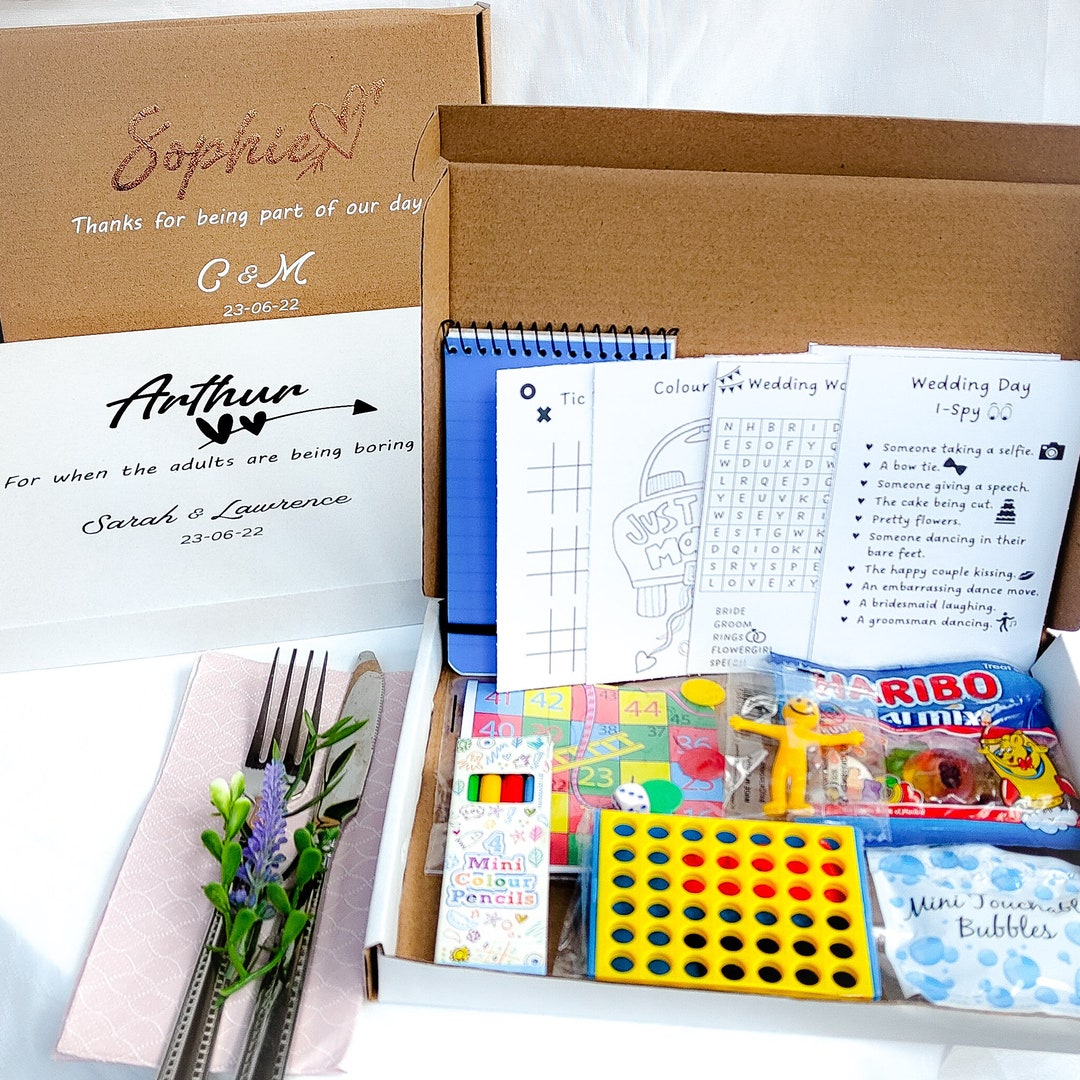 Personalised Kid's Wedding Activity Box: Games, Colouring, Bubbles - Etsy