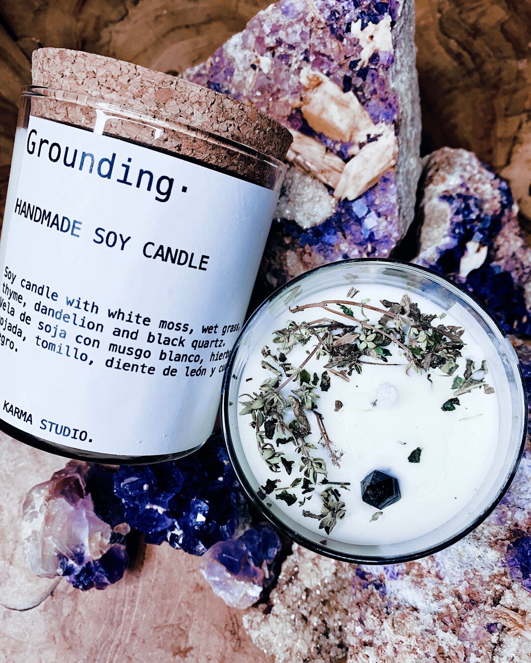 GROUNDING SOY CANDLE Witch Ritual Esoteric Candle Meditation Candle ...