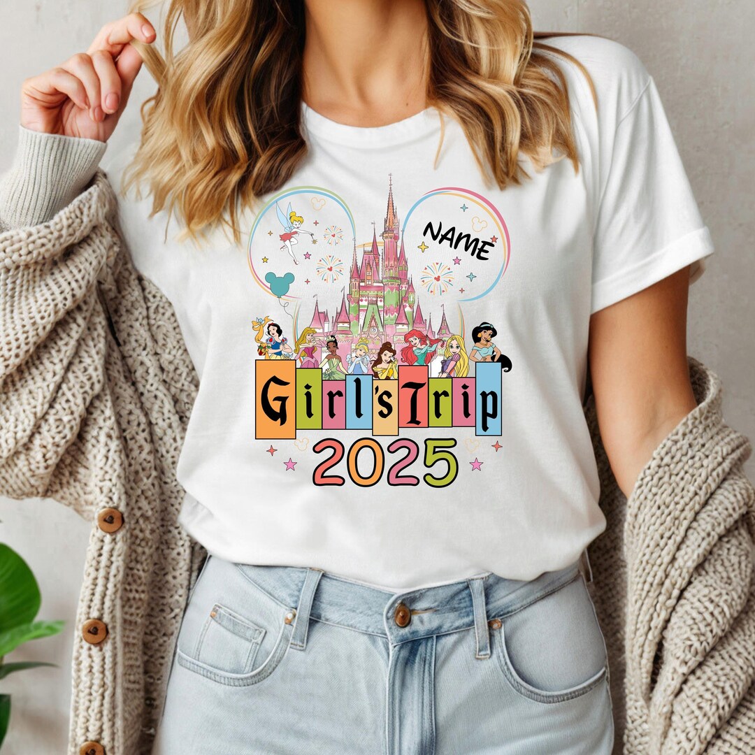 Personalized Disney Girls Trip 2025 Shirt, Custom Name Mickey & Friends Shirt, Disney Besties ...