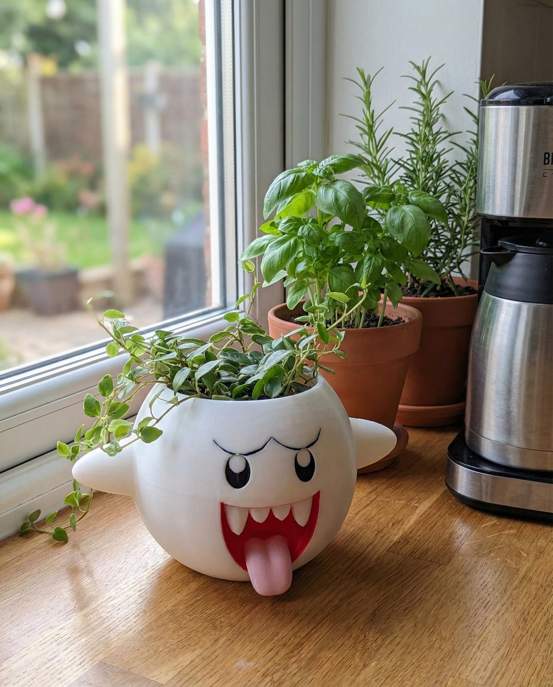 King Boo Planter With Plant, Super Mario Theme Pot, Gaming Room, Desk ...