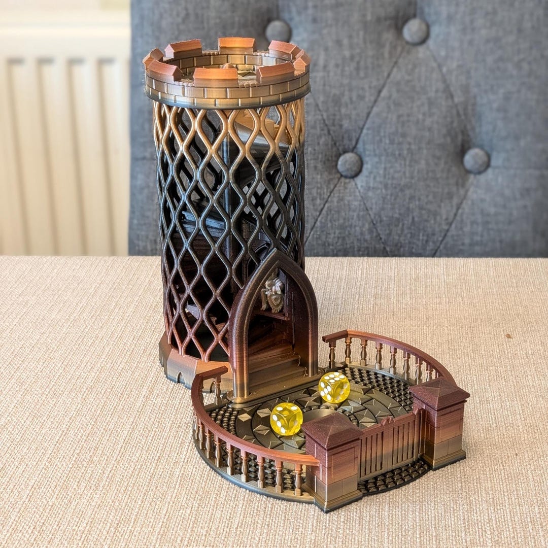 Castle Spiral Dice Tower With Dice Tray Catcher, Dnd, Tabletop Board Game Accessories, D20 Dice ...