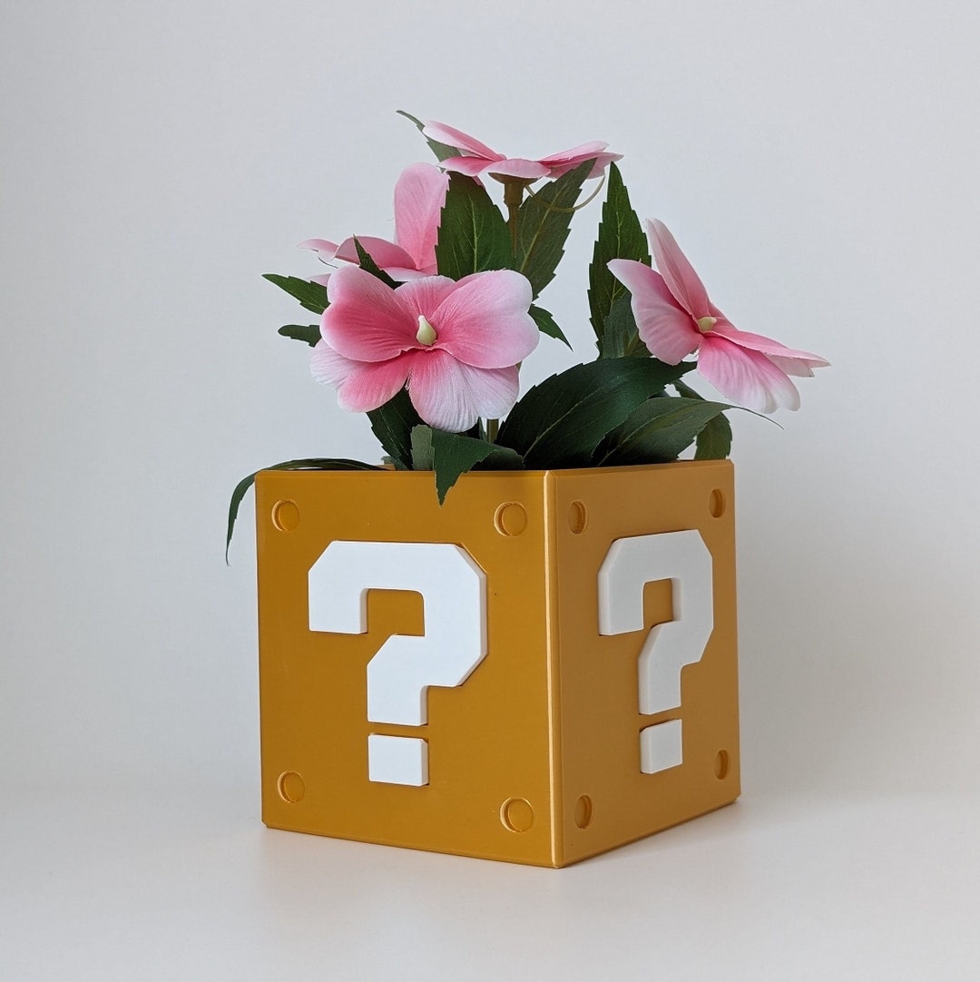 Mario Question Block Pot With Drainage or Artificial Plant - Gaming ...