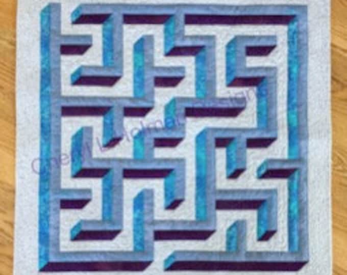 In and Out 3D Maze Quilt Pattern 5 Sizes: 30 Sq., 44 Sq., 59 Sq., 74 Sq ...