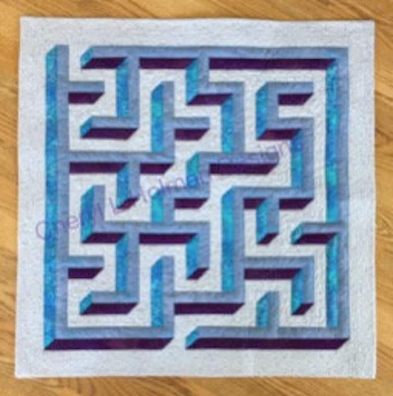 In and Out 3D Maze Quilt Pattern - 5 Sizes: 30" Sq., 44” Sq., 59” Sq ...