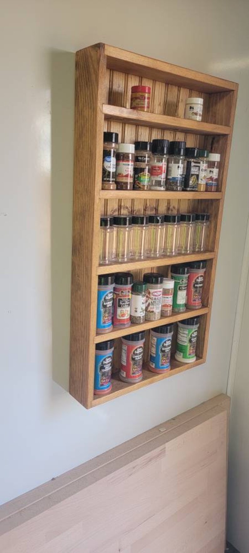 Wall Mounted Spice Rack / Farmhouse Style Rustic Spice Rack / Kitchen ...
