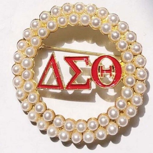 Delta Sigma Theta Round Crystal Symbols Pin | Etsy