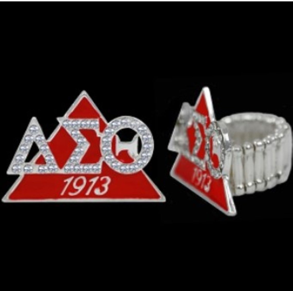 Delta Sigma Theta DST Pyramid Silver Stretchy Ring - Etsy