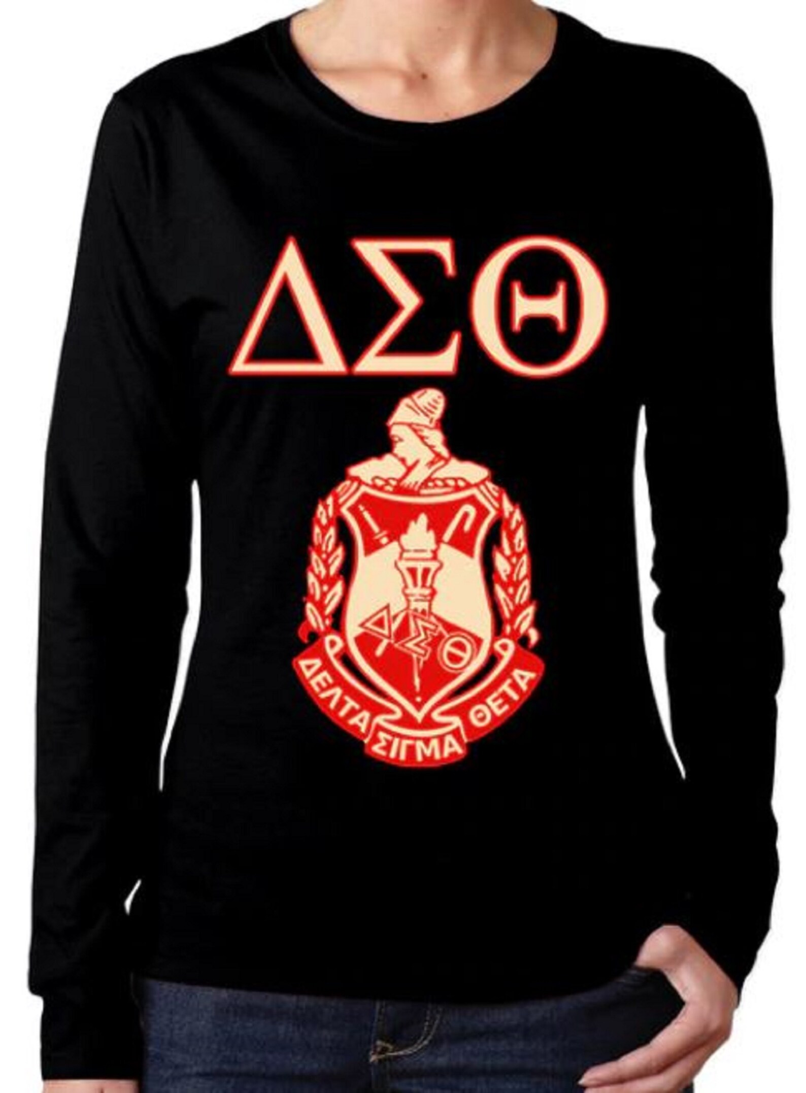 Delta Sigma Theta Women's T-Shirt Long Sleeve Black | Etsy