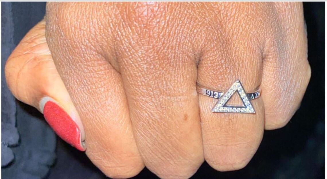 Delta Sigma Theta Sterling Silver & Rhinestone Pyramid Ring - Etsy