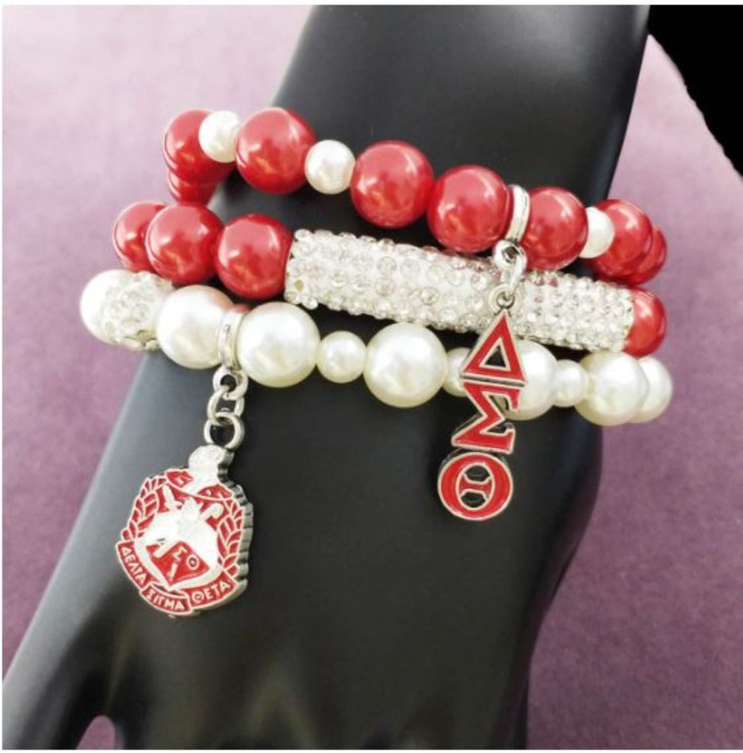 Delta Sigma Theta Charm Bracelet Set of 3 Beautiful - Etsy