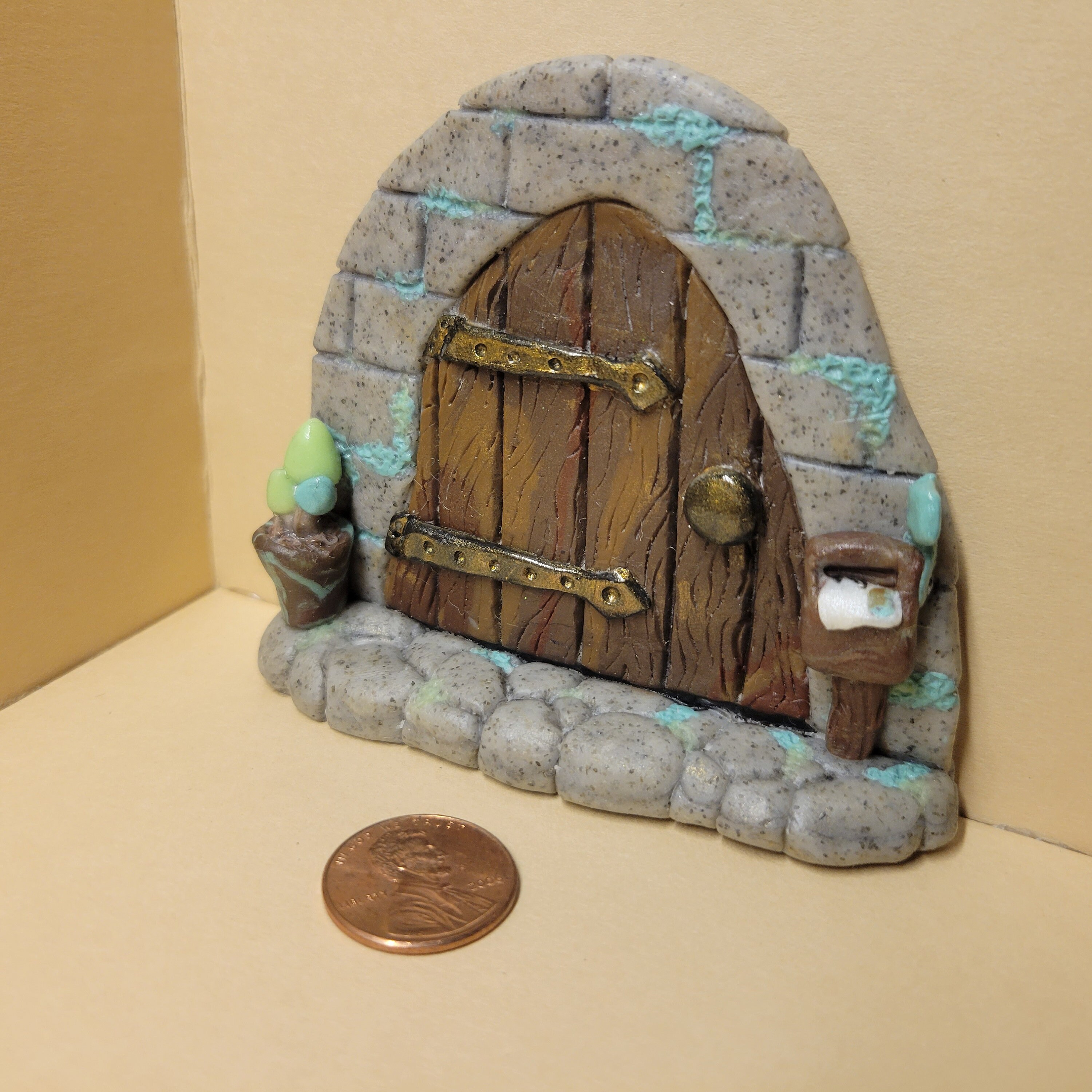 Polymer Clay Fairy Door Miniature Decoration - Mossy Stone Bricks - Etsy