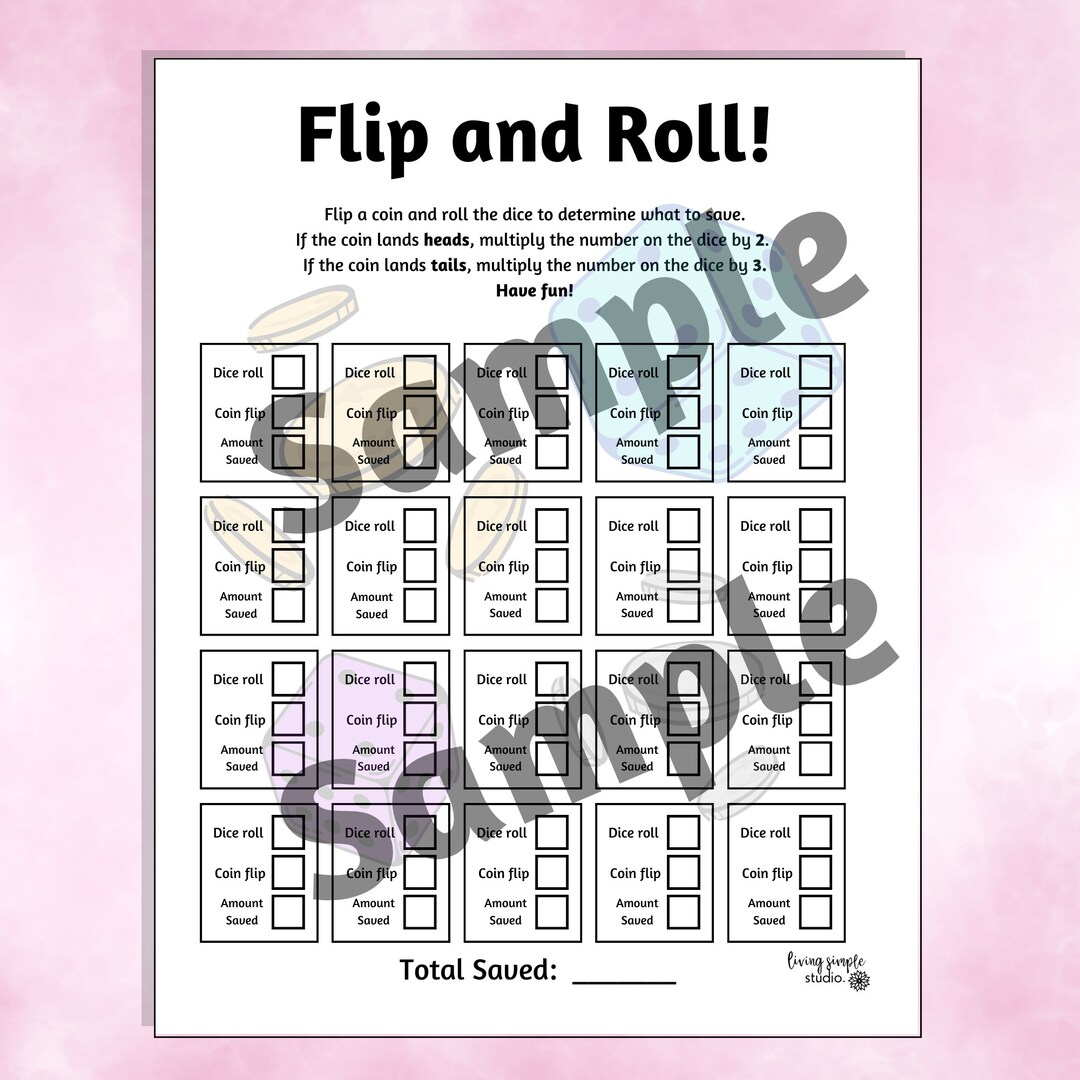 Flip and Roll | Savings Challenge Dice Game Printable Download - Etsy