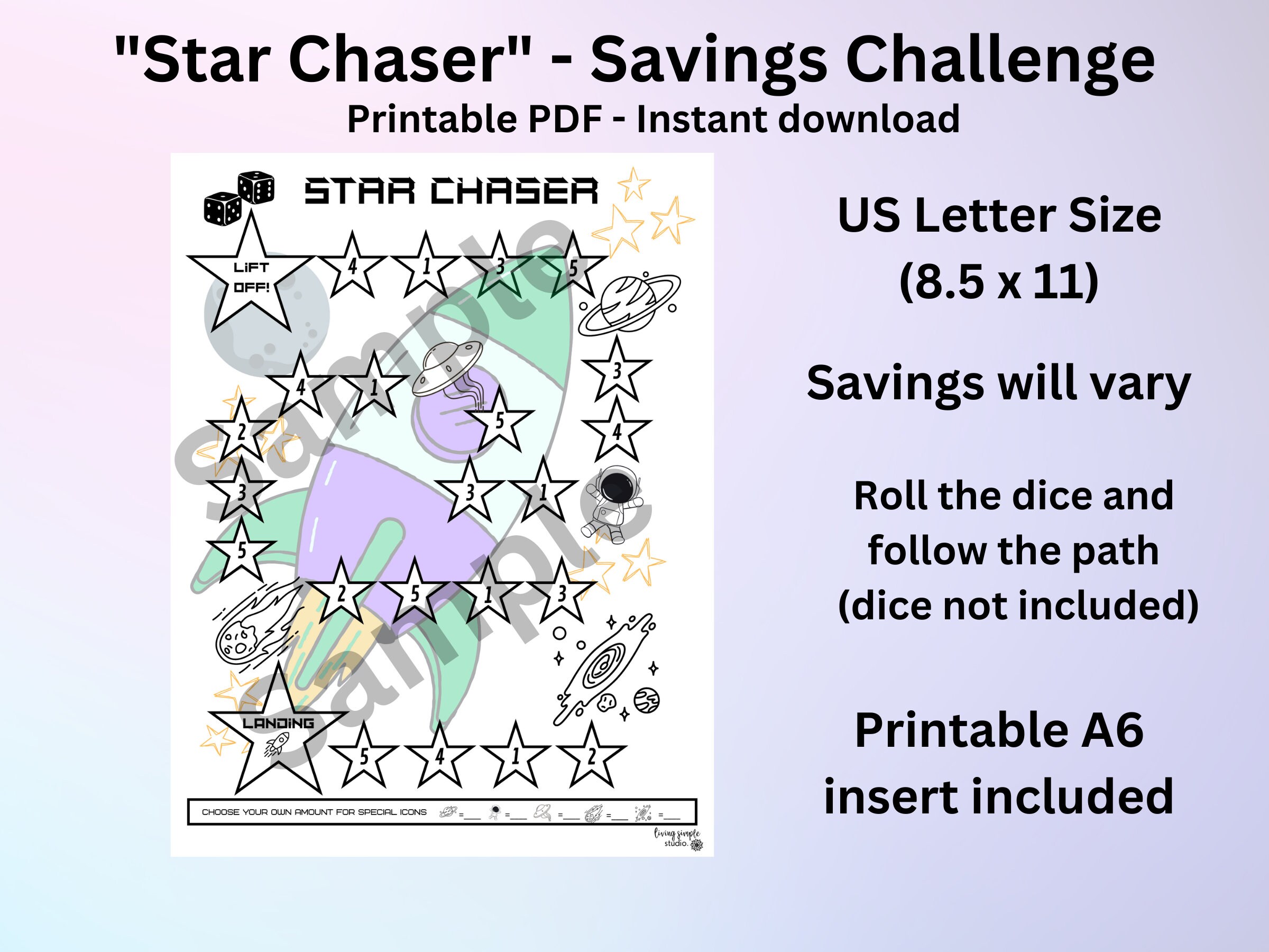 Star Chaser Savings Challenge Printable Dice Game - Etsy